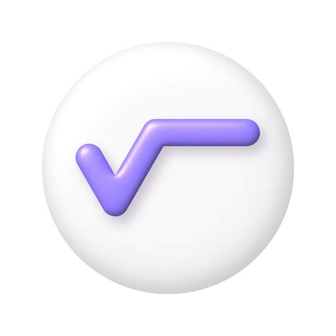 Math 3d Icon Purple Square Root Sign On White Round Button 3d