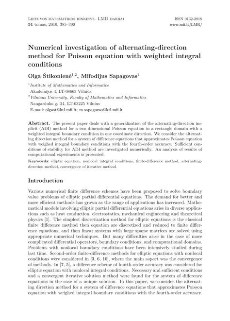 Pdf Numerical Investigation Of Alternating Direction Method For Poisson Equation With Weighted