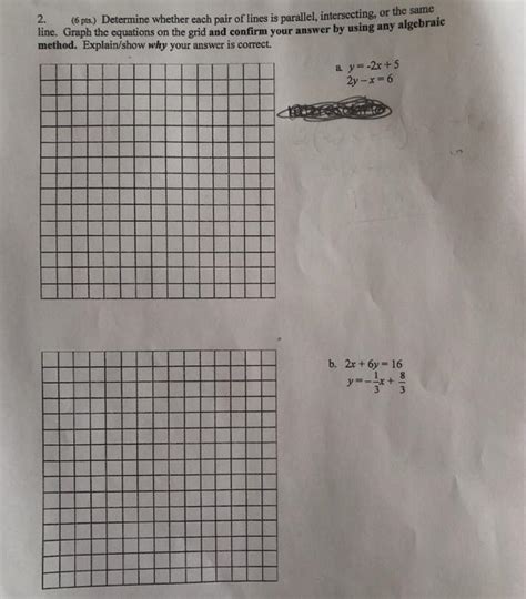 solved 2 6 pts determine whether each pair of lines is