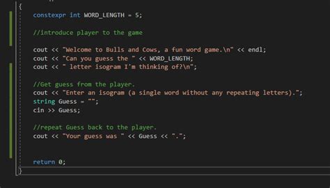 screenshot of string guess from bulls and cows talk gamedev tv