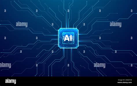 Ai Chip Background On Technology Blue Background Circuit Board Stock Vector Image And Art Alamy