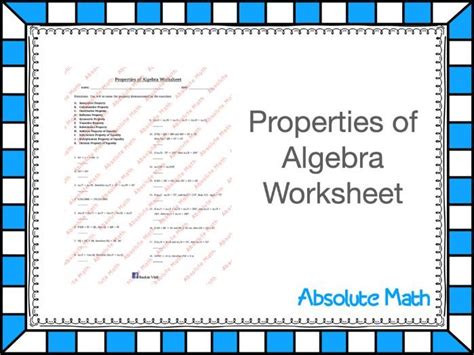 Algebra Properties Worksheet Printable Word Searches