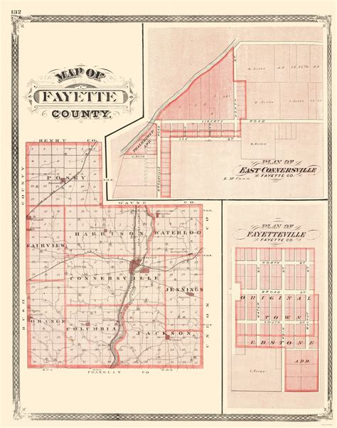 Historic County Map Fayette County Indiana Baskin 1876 23 X 291 Maps Of The Past