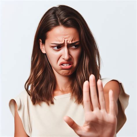 Premium Photo The Girl With Disgust On Her Face Refuses Showing A