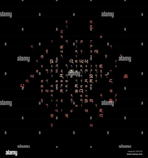 Appealing Matrix Background In Peach Colors Grid Of Random Tibetan Symbols Neat Square Vector