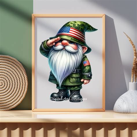 Soldier Gnome Sublimation Patriot Gnome Watercolor Gnomes Clipart