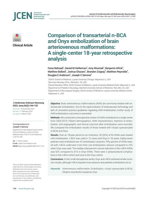 Pdf Comparison Of Transarterial N Bca And Onyx Embolization Of Brain