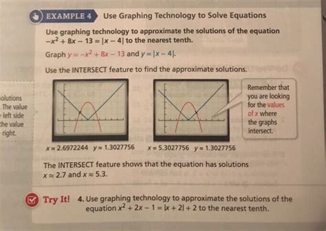 Solved Example 4 Use Graphing Technology To Solve Equations