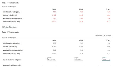 solved table 1 titration data table 1 titration data trial
