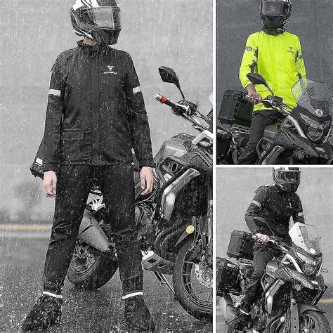 Men Motorcycle Rain Suit Outdoor Reflective Waterproof Rain Jacket And