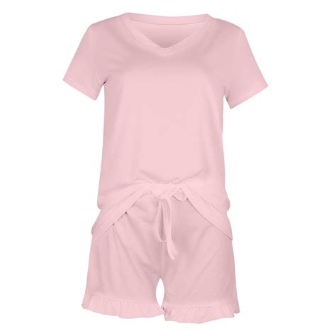 Cfhntfmh Womens Lounge Sets Casual Short Sleeve V Neck Soft T Shirts