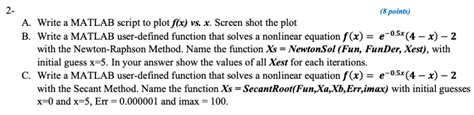 2 8 points a write a matlab script to plot f x