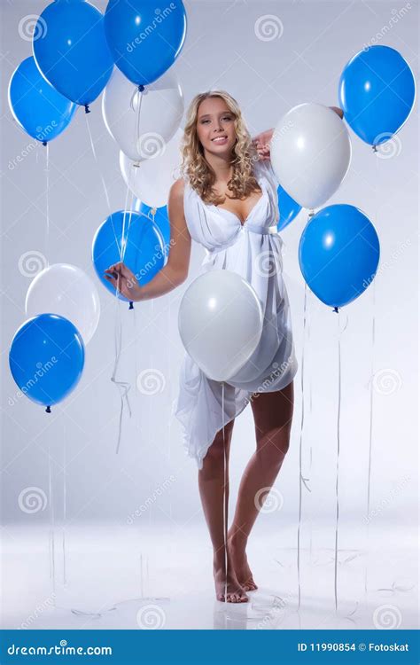 Young Woman With Balloons Stock Images - Image: 11990854