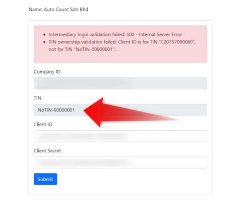 Accounting E Invoice Unable To Validate TIN Through The Validation Link Error Found TIN