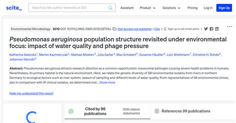 Pseudomonas Aeruginosa Population Structure Revisited Under Environmental Focus Impact Of Water
