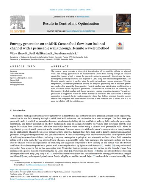Pdf Entropy Generation On An Mhd Casson Fluid Flow In An Inclined