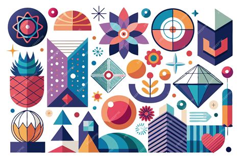 A Colorful Abstract Composition Featuring Geometric Shapes And Patterns Premium Ai Generated
