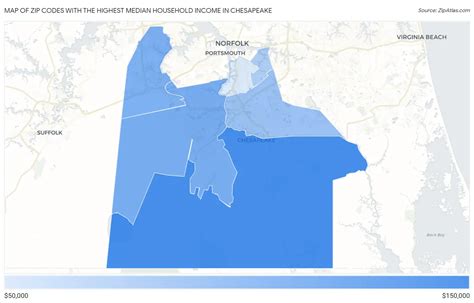 Highest Median Household Income In Chesapeake By Zip Code In 2025 Zip Atlas