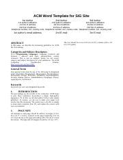 ACM Format Doc ACM Word Template For SIG Site 1st Author 2nd Author 3rd Author 1st Author S