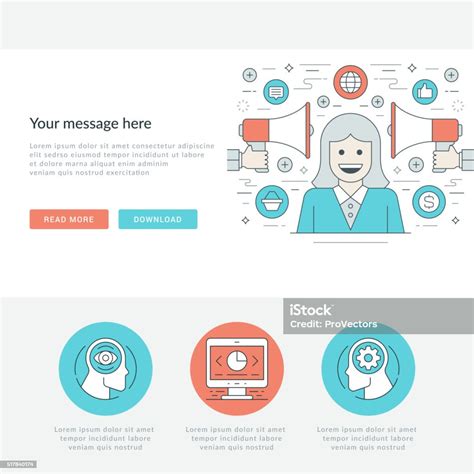 플랫 라인 비즈니스 컨셉입니다 웹 사이트 헤더부 벡터 삽화 모던 고객에 대한 스톡 벡터 아트 및 기타 이미지 고객 곧은 교육 Istock