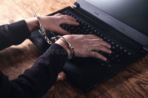 Hacker With Laptop Computer Crime Stock Photo Image Of Thief Criminal