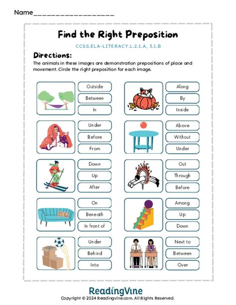 Preposition Worksheets