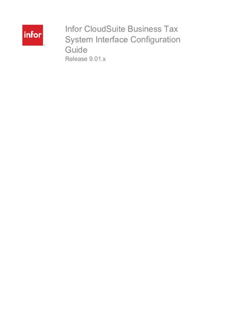 Fillable Online Infor Cloudsuite Business Tax System Interface Configuration Guide Infor
