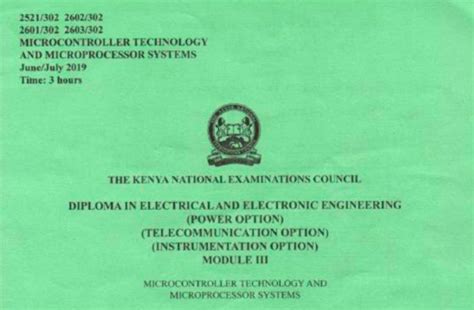 Microcontroller Technology And Microprocessor Systems Knec Past Papers