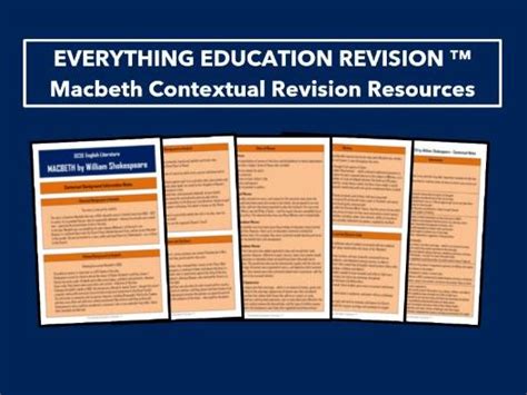 Gcse English Literature Macbeth By William Shakespeare Contextual Revision Notes And Summary