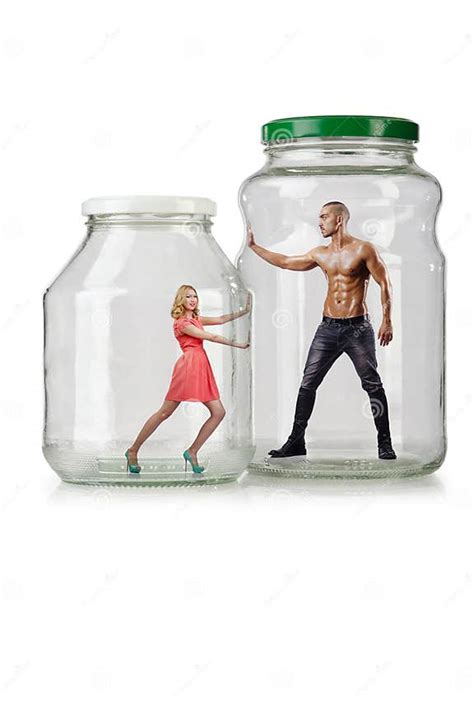 The People Trapped In The Glass Jar Stock Image Image Of Isolated