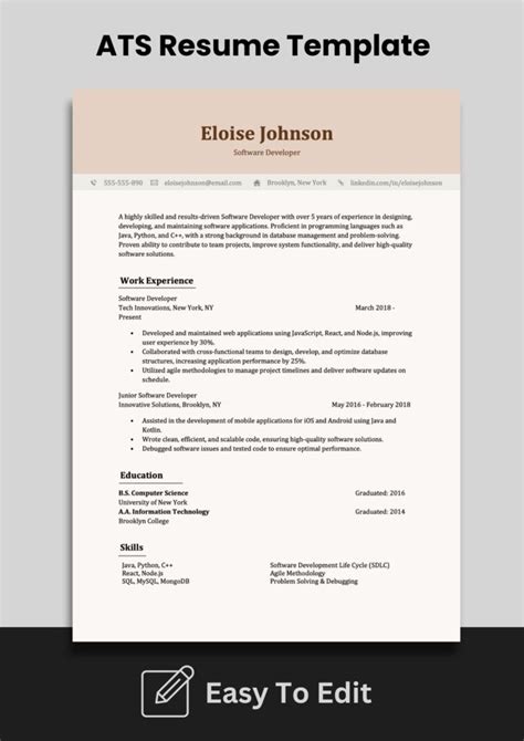 ATS Friendly Software Developer Resume Template