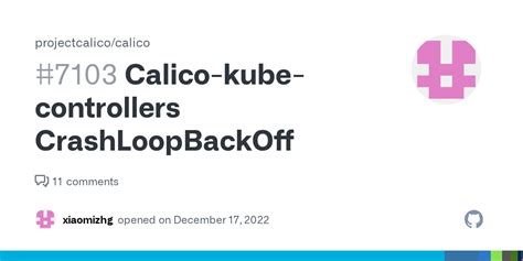 Calico Kube Controllers Crashloopbackoff · Issue 7103 · Projectcalico