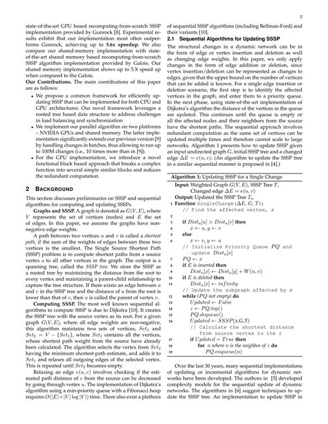 a parallel algorithm template for updating single source shortest paths