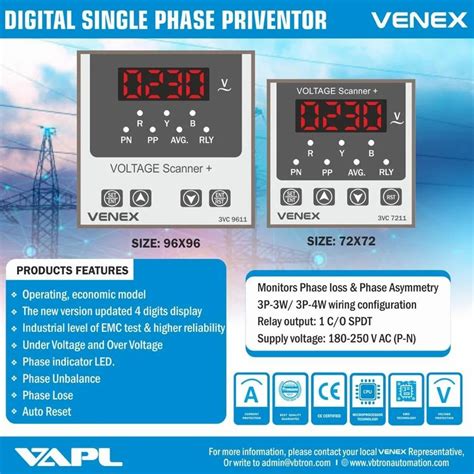 Needle Based 3 Phase Voltmeter Venex 3vc 9611 230 V Ac Voltage 0 750 V Ac At ₹ 900 Piece In