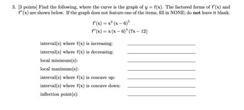 solved 3 [3 points] find the following where the curve is