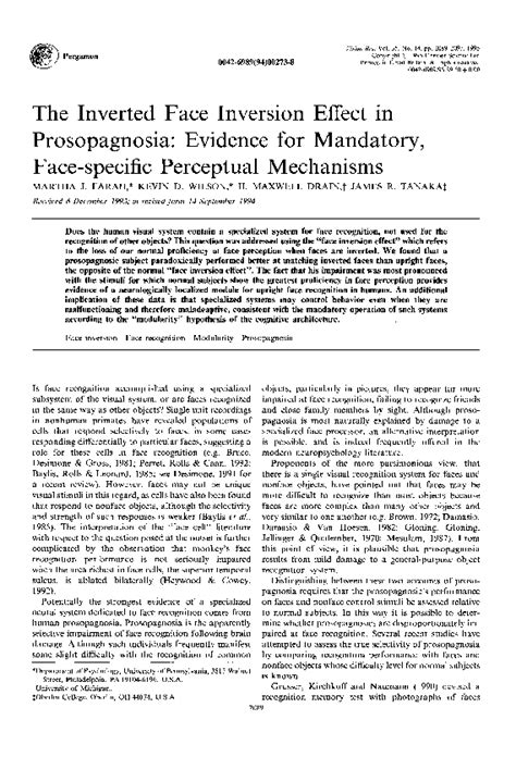 Pdf The Inverted Face Inversion Effect In Prosopagnosia Evidence For Mandatory Face Specific