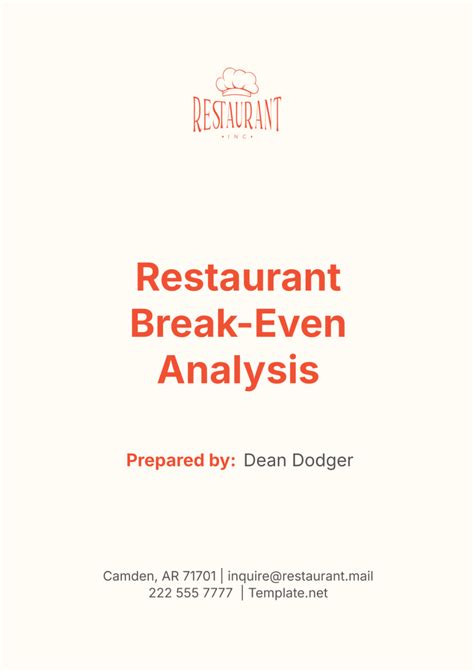 Free Restaurant Break Even Analysis Template To Edit Online