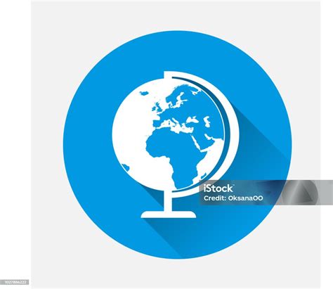 파란색 배경에 세계의 벡터 이미지입니다 긴 그림자와 평면 이미지 세계입니다 레이어 그룹화 쉽게 편집 그림에 대 한 당신의 디자인에 대 한 구에 대한 스톡 벡터 아트 및 기타