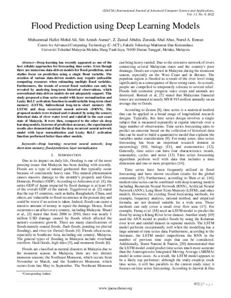 Pdf Deep Learning For Multivariable Flood Prediction Accuracy