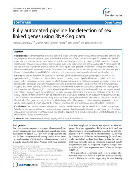 Pdf Fully Automated Pipeline For Detection Of Sex Linked Genes Using