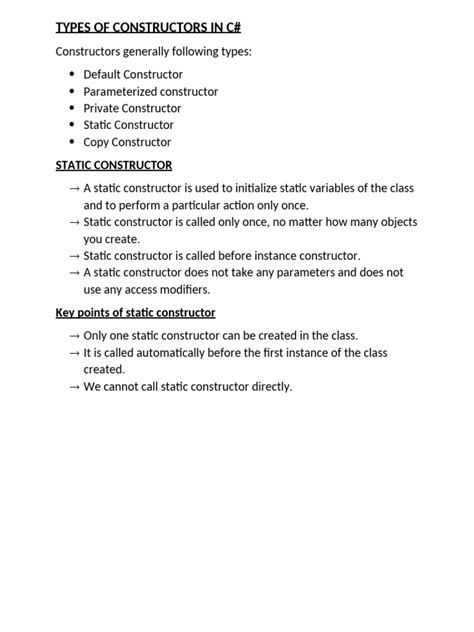 Types Of Constructors In C Pdf