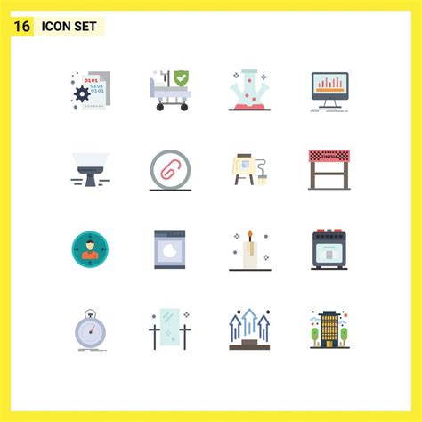 Set Of 16 Vector Flat Colors On Grid For Data Processing Insurance Analytics Science Editable