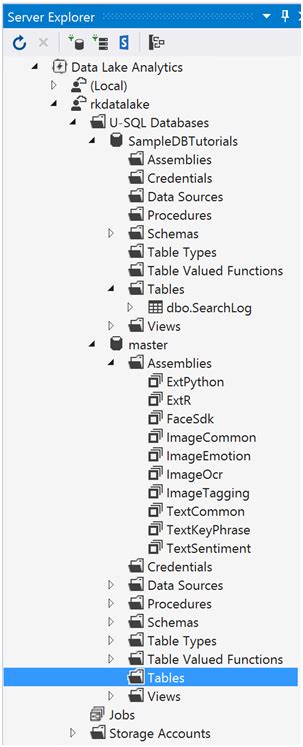 Azure Data Lake Analytics Database And Tables Roy Kim On Azure And AI