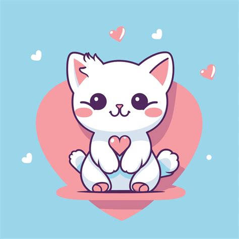 Cute Cat Holding Love Cartoon Illustrationanimal Nature Concept