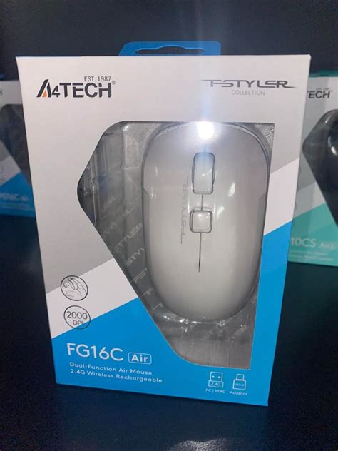 A Tech FG C Air Fstyler Wireless Rechargeable Mouse Type C Adapter White Computers Tech