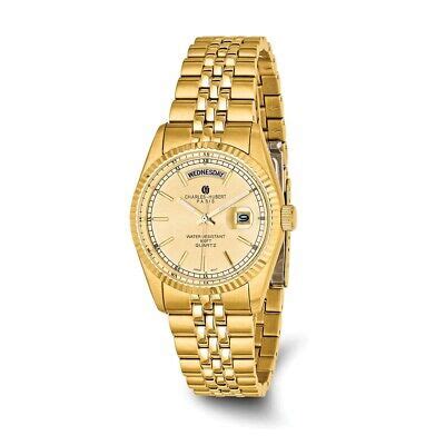 Mens Charles Hubert Ip Plated Champagne Dial Watch Ebay
