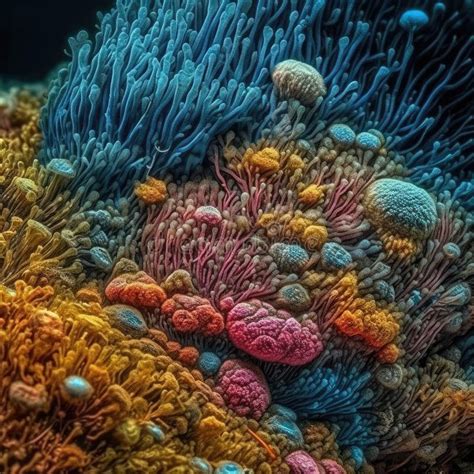 Vivid Fungi Under The Microscope Perfect For Scientific Presentations Stock Illustration