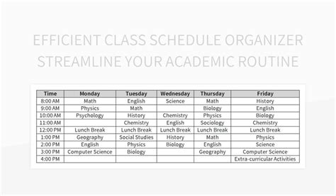 Efficient Class Schedule Organizer Streamline Your Academic Routine