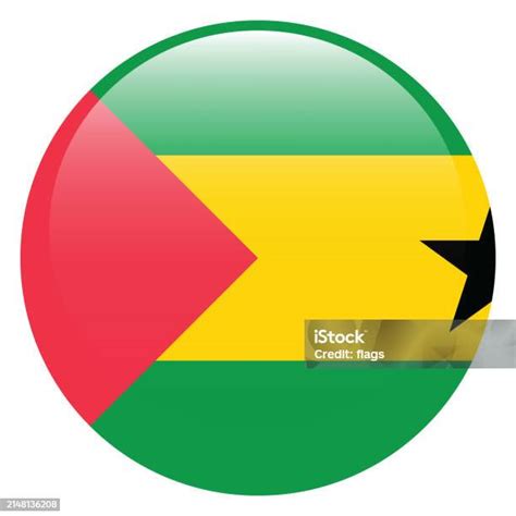 상투메 프린시페 국기 플래그 아이콘입니다 표준 색상 원 아이콘 플래그입니다 컴퓨터 일러스트레이션 디지털 일러스트레이션 벡터 일러스트 레이 션입니다 0명에 대한 스톡 벡터