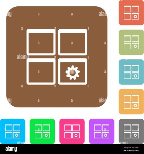 Dashboard Settings Flat Icons On Rounded Square Vivid Color Backgrounds Stock Vector Image And Art